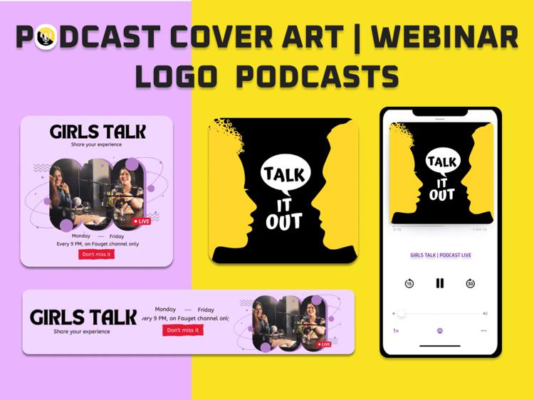Unique podcast cover artwork, cartoon logo or webinar designs | Upwork