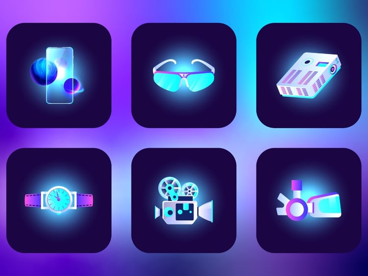 Vector custom icon set design in flat, line art, tech style for website ...