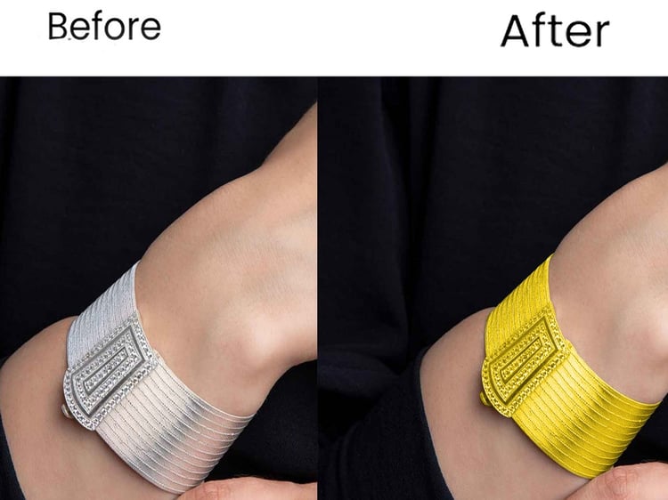Changing jewelry color without losing image quality ,Retouching service ...