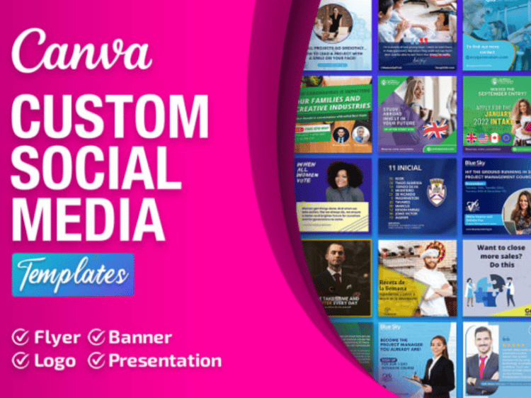 An Instagram post, Canva templates, logo, flyers, ads design in Canva ...