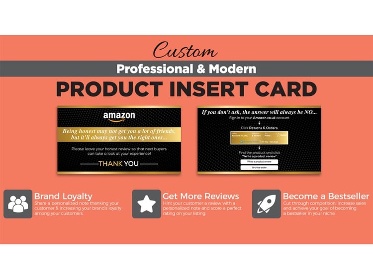 A double-sided insert card or thank you card for Amazon FBA | Upwork