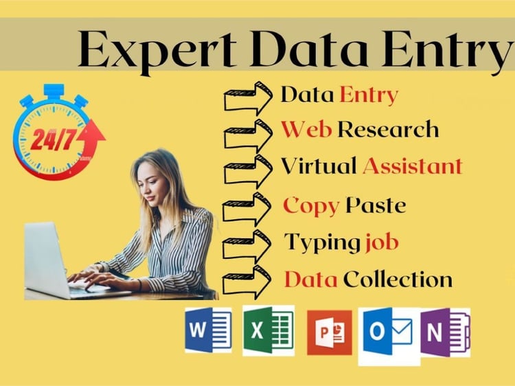 Any type of data entry, web research, copy paste and typing job | Upwork